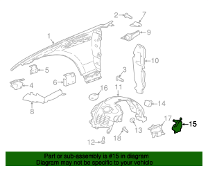 2017-2023 Jaguar F-Pace Fender Liner Pad T2H49155 | Haper Jaguar Parts