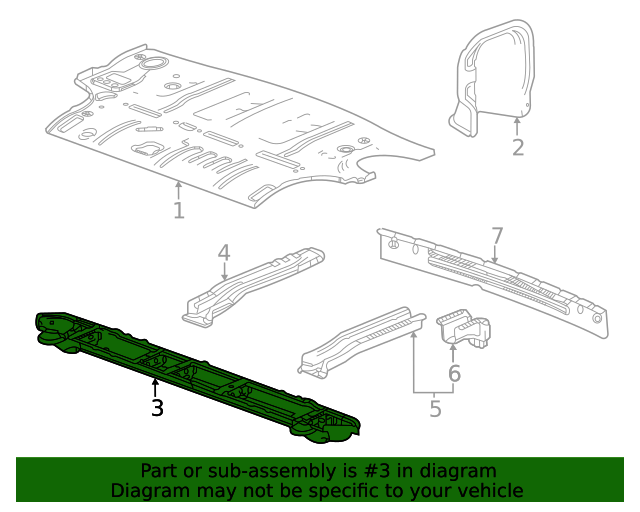 2021-2024 GM Underbody Number 4 Cross Sill 84258203 GM | GMPartsDirect.com