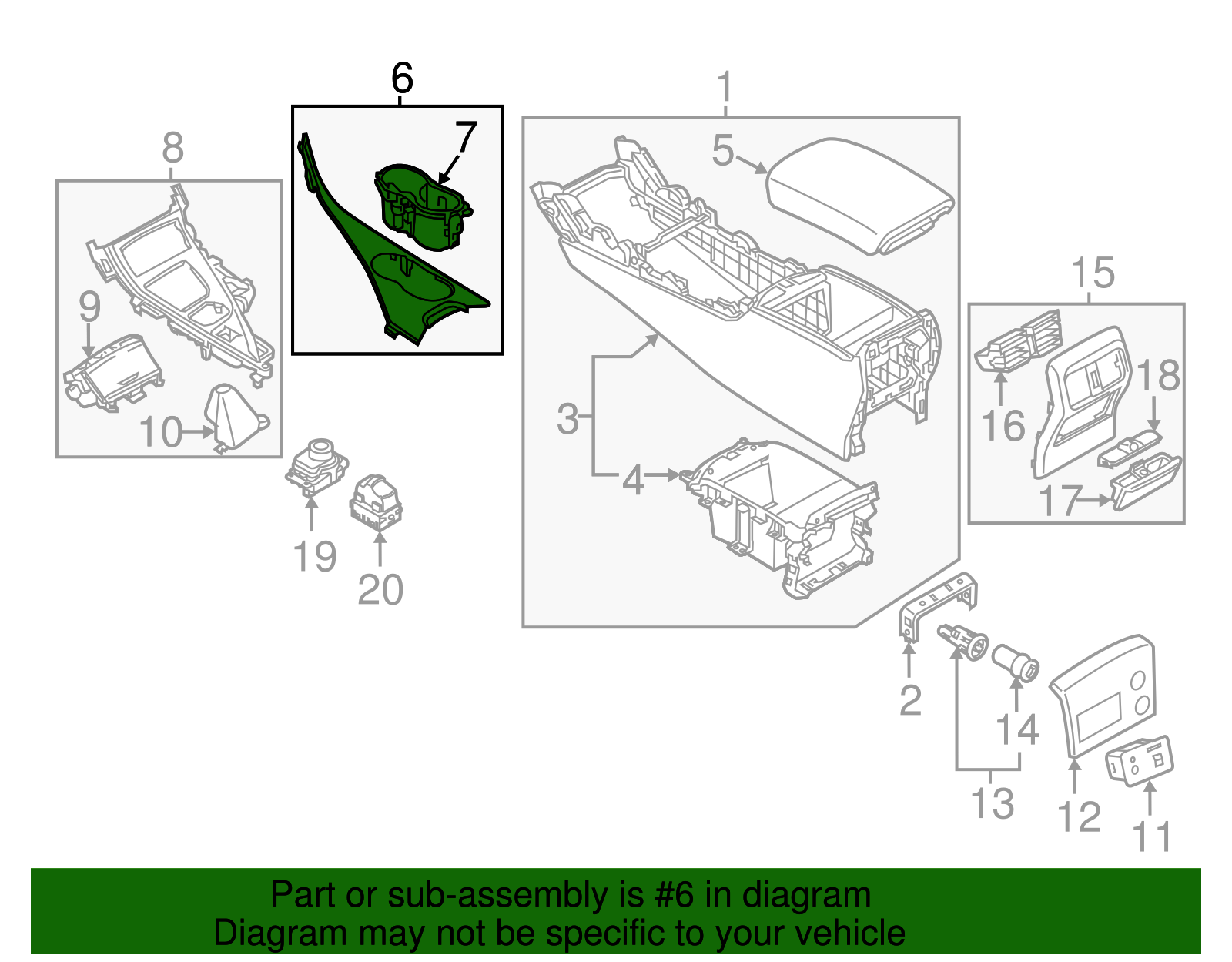 Console Box Assembly-Floor, Rear 96950-6HJ5C | Faulkner Infiniti of ...