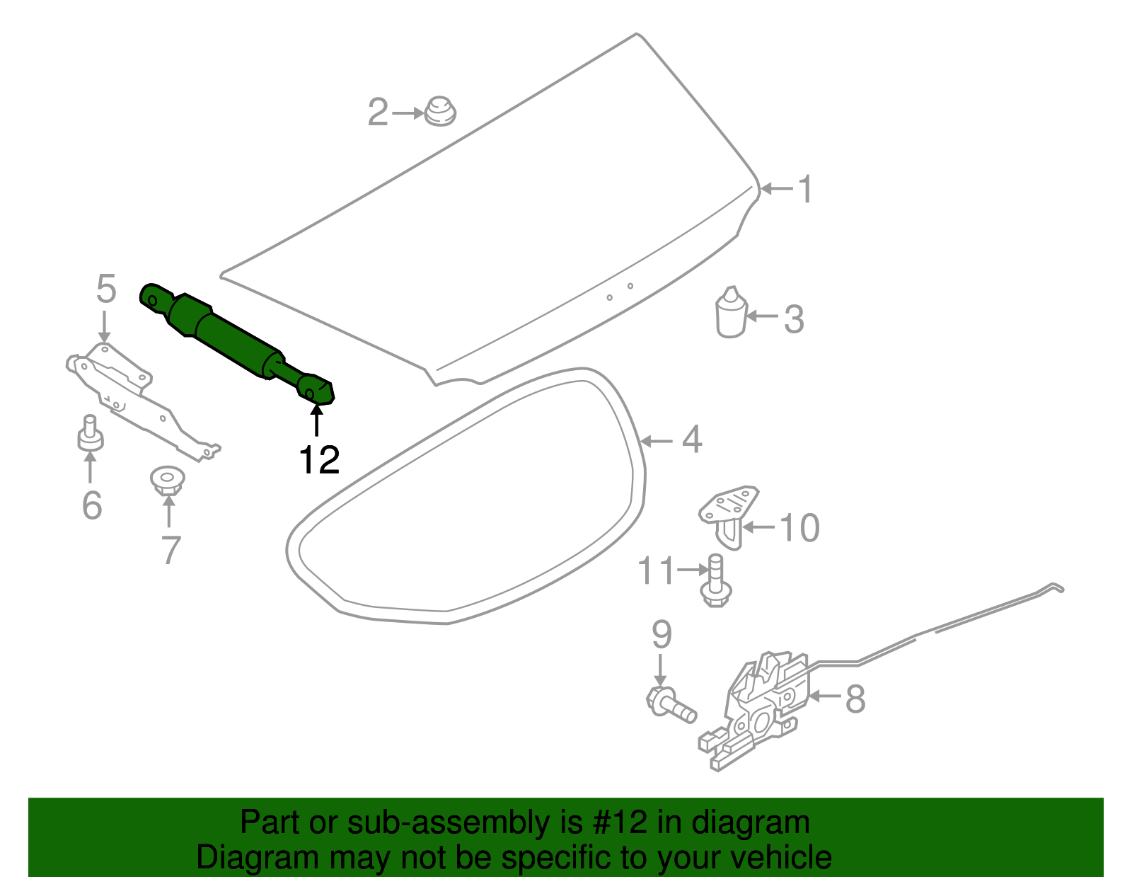 N243-56-930A - Lift Cylinder - 2016-2020 Mazda MX-5 Miata | Mazda Parts ...