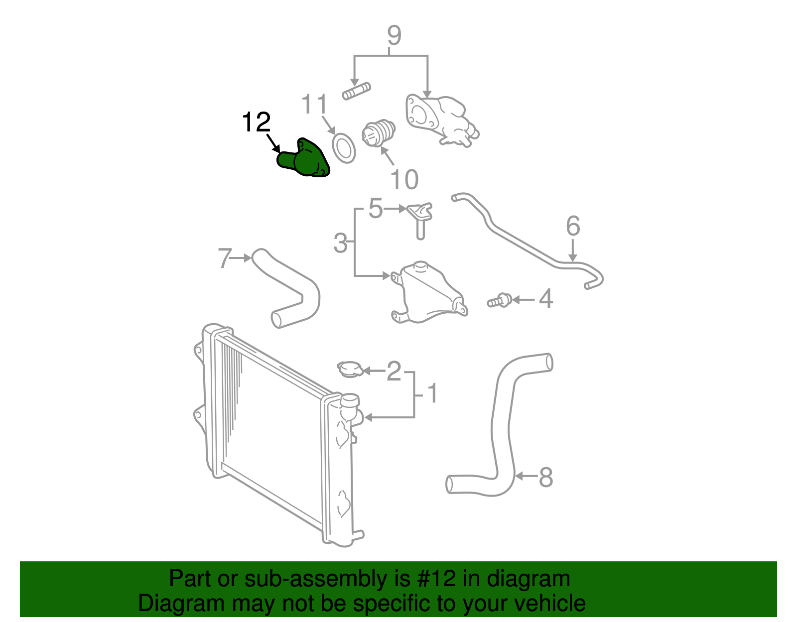 1998-2009 Toyota Thermostat Housing 16321-0F010 | Ourisman Toyota Parts