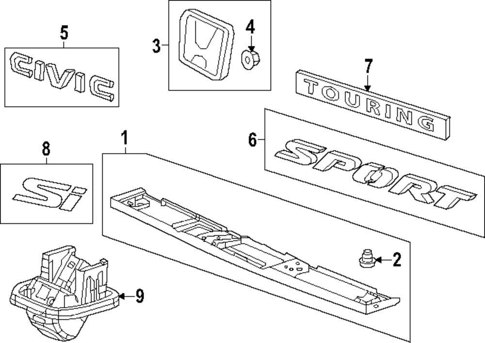 75701-T20-000 - 2022-2025 Honda Civic - Deck Lid Emblem | Honda Car ...