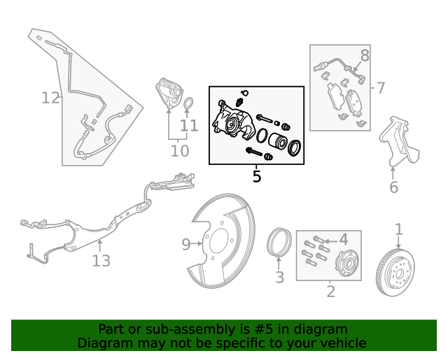 13537061 - Rear Driver Side Disc Brake Caliper without Brake Pads and ...