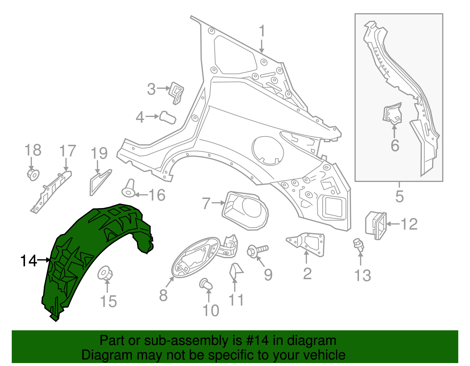 2018-2024 Nissan Murano Wheelhouse Liner 76749-9UA0A | Nissan Parts Plus