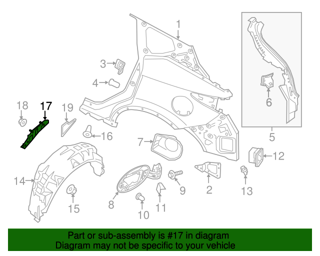 2015-2017 Nissan Murano Quarter Panel Splash Shield Bracket G8853-5BCMH ...