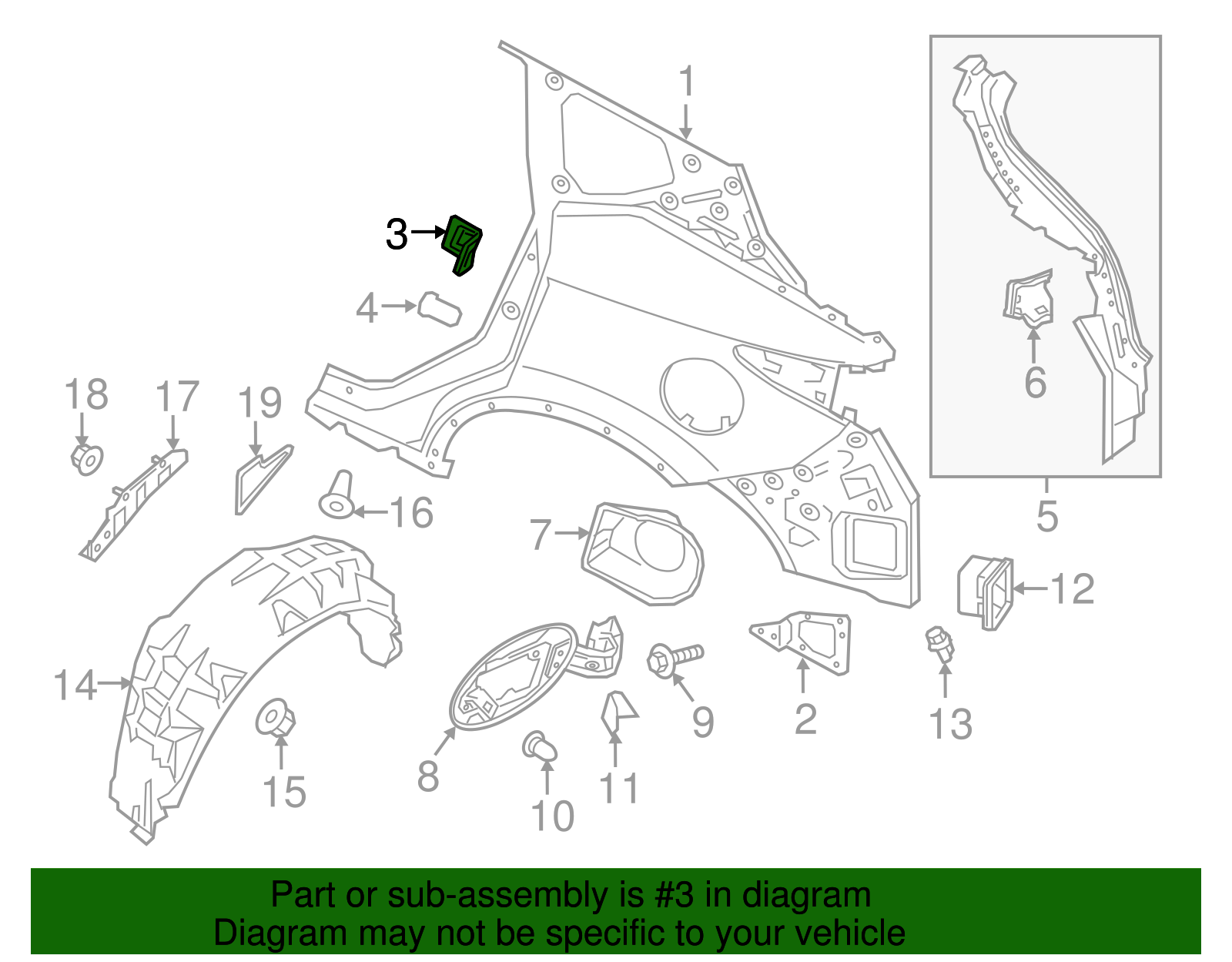 2015-2024 Nissan Murano Quarter Panel Retainer G6690-5AAMA | Parts ...