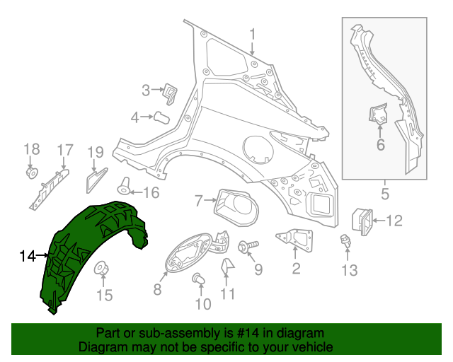 2018-2020 Nissan Murano Wheelhouse Liner - Passenger Side (RH) 76748 ...