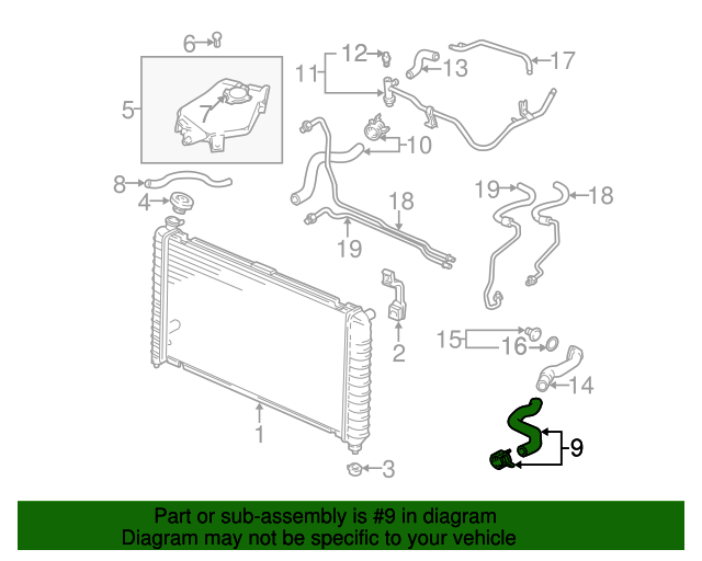 2001-2007 GM Hose, Rad Inl 89023429 | GMPartsDirect.com