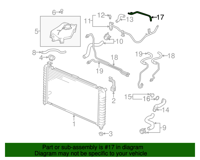 1995-2005 GM Thermostat Bypass Pipe 12590279 | GMPartsDirect.com