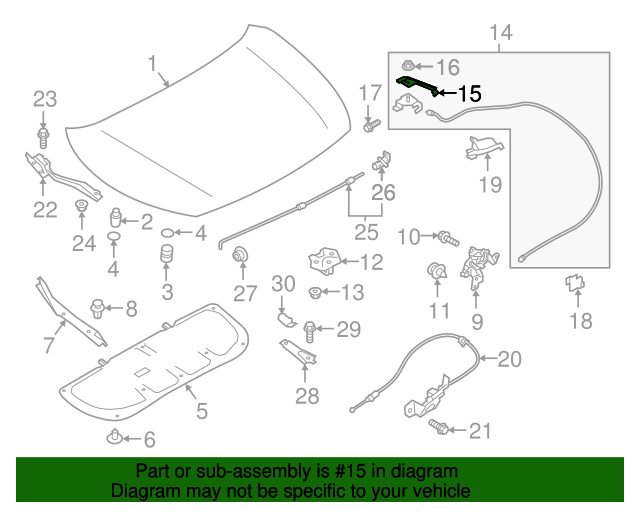 2017-2023 Subaru Release Cable Bracket 57347FL000 | Subaru Parts Store