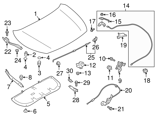 2017-2023 Subaru Hood / Trunk Prop Rod Bracket 57232FL000 | Subaru ...