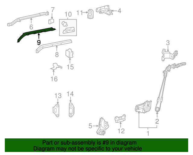 2011-2020 Toyota Sienna Rail Cover 61067-08020 | Toyota Parts