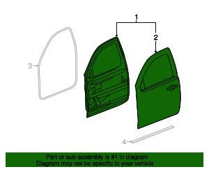 2007-2014 GM Driver Side Front Door 22892591 GM | GMPartsDirect.com