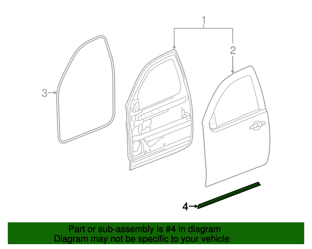 20835969 - Passenger Side Front Door Lower Auxiliary Weatherstrip 2007 ...