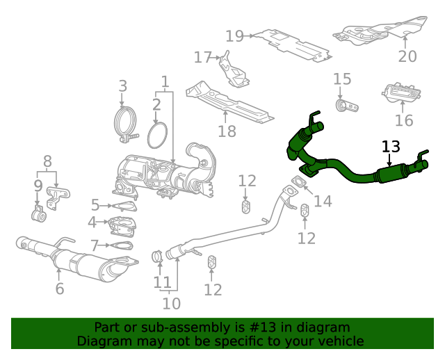84707618 - Exhaust Rear Muffler with Exhaust Pipe 2021-2024 Cadillac ...