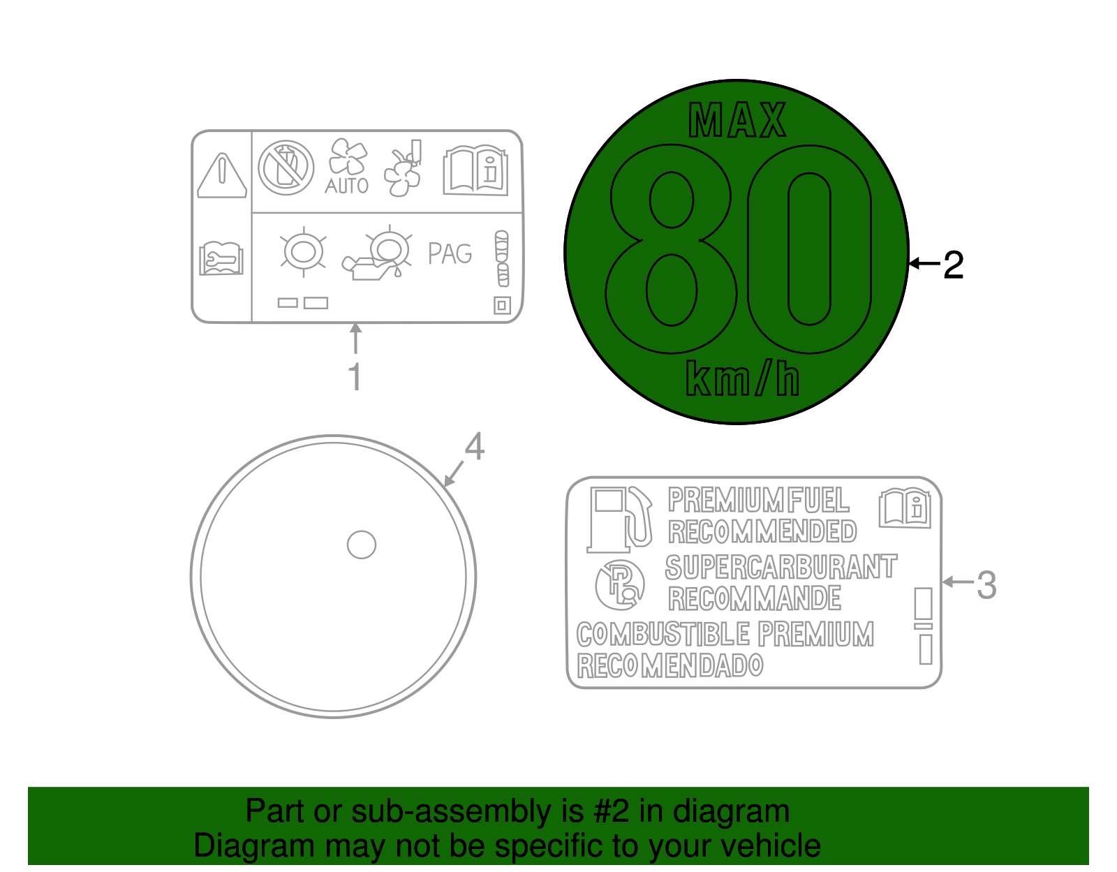 GM Parts | Spare Wheel Warning Label Part# 13267272 | GM Parts Store