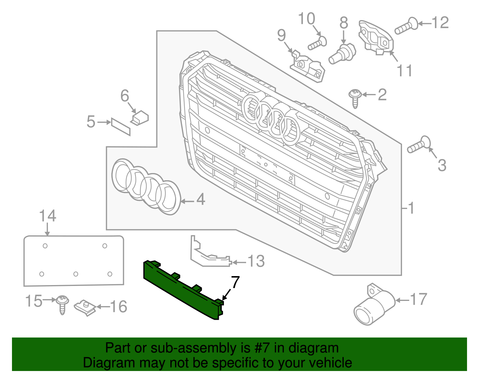 2017-2019 Audi Front Plate Filler Kit 8W0-807-287-B-RP5 | OEM Parts Online