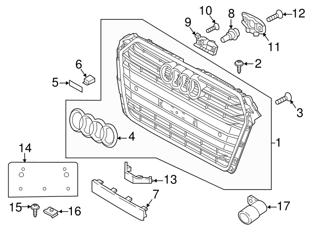 8W0-853-651-BS-RP5 - Grille Assembly 2017 Audi | Audi OEM Parts