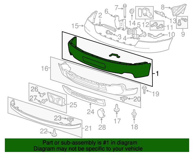 2011-2014 GMC Primed Front Bumper Impact Bar 23123402 GM ...