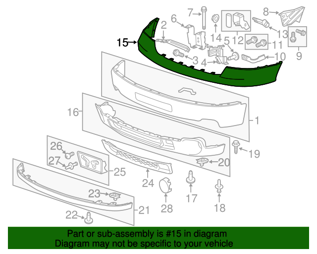 2011-2014 GMC Primed Front Bumper Fascia Trim Cap 22777685 GM ...