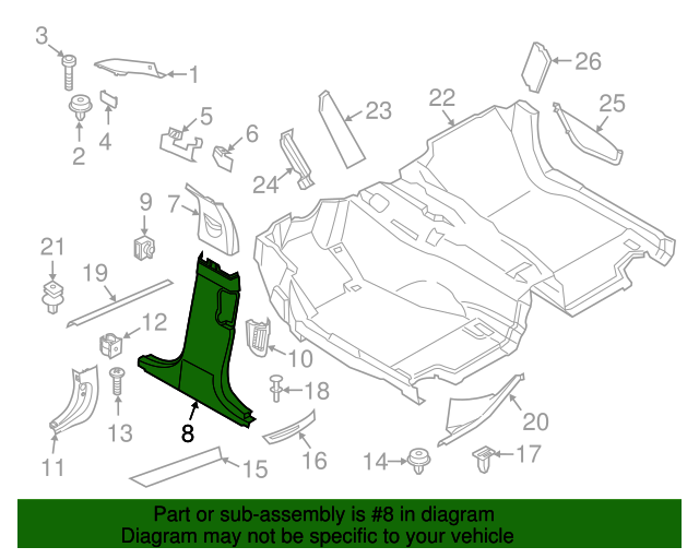 51-43-9-197-046 - Cover, B-column bottom right 2011-2016 BMW ...