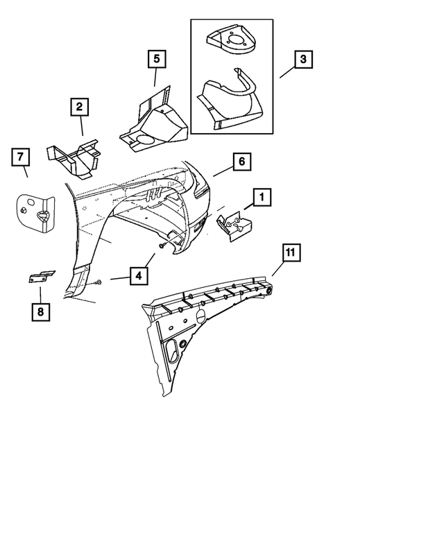 2004-2008 Chrysler Pacifica Fender Dog Leg Reinforcement To Aperture ...