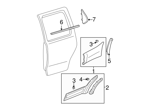 Exterior Trim - Rear Door for 2002 Mazda Tribute | RealMazdaParts.com