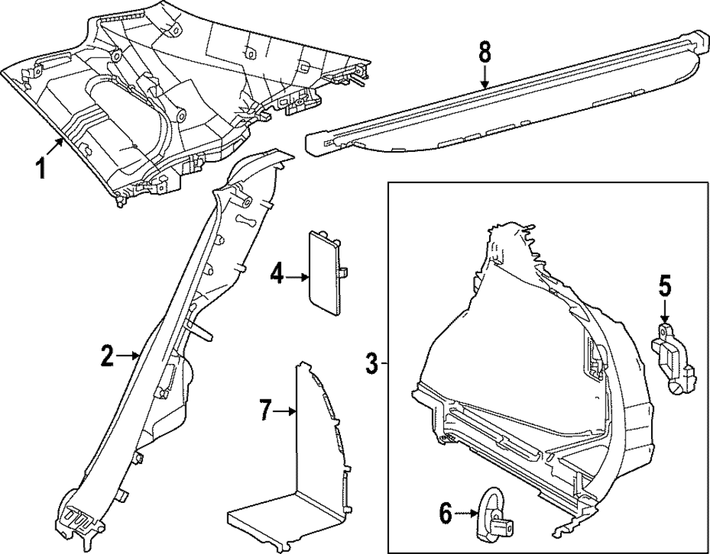 66301-42020-C0 - 2023-2024 Toyota bZ4X - Lower Quarter Trim Hook ...