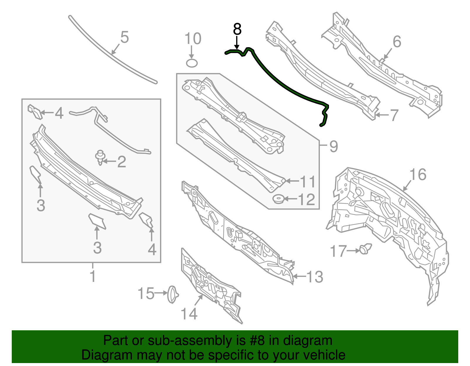 2013-2020 Nissan Pathfinder Seal To Cowl 66832-3JA0A | Kline Nissan