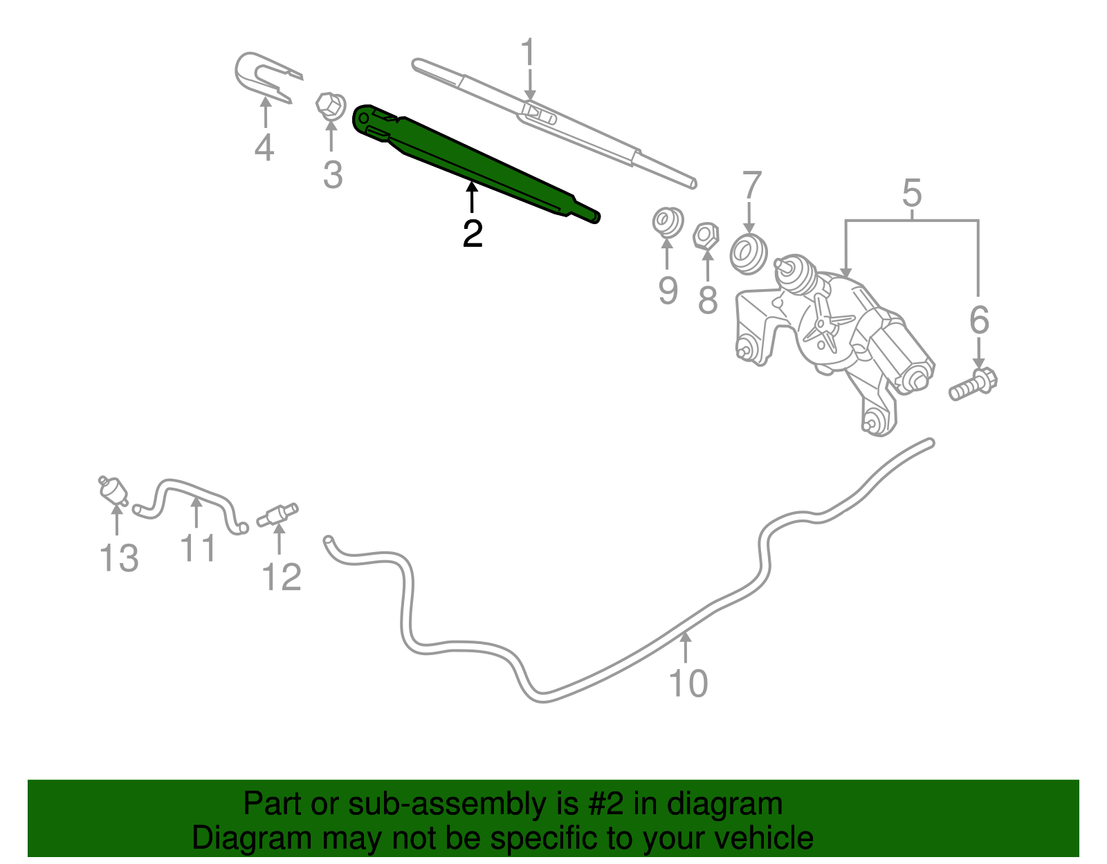 2013-2019 Hyundai Wiper Arm 98811-B8000 | Retail Performance Auto Parts