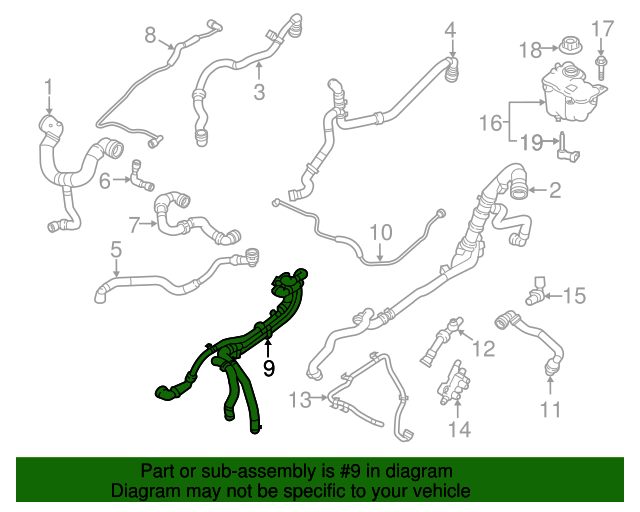 LR093990 - Radiator Coolant Hose 2018-2023 Land Rover Range Rover Velar ...