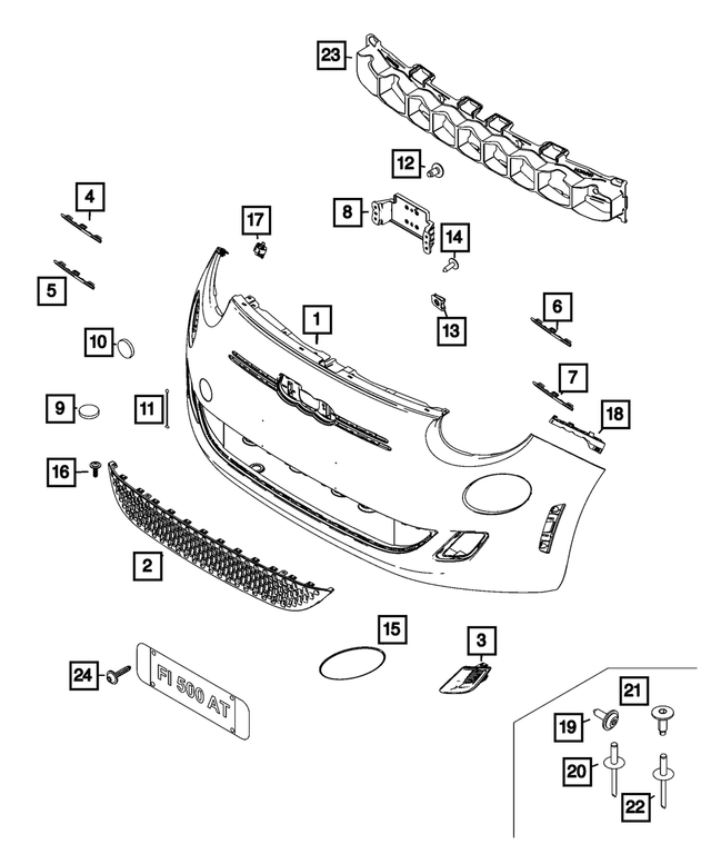2024 Fiat 500E Front Fascia 7UD60TZZAA | Mopar eStore