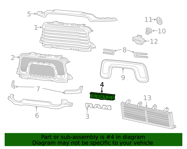 2019 Ram Nameplate Backing Plate 68459117AA | TascaParts.com