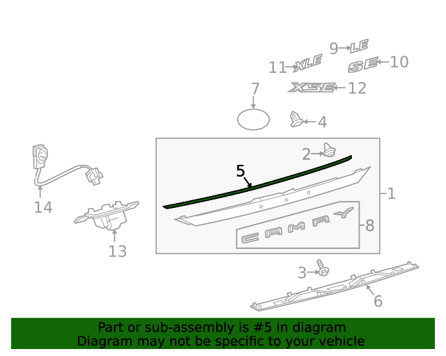 76821-06100 - License Molding Protector - 2018-2023 Toyota Camry ...