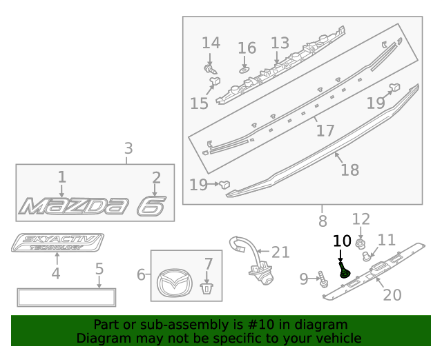BHN9-50-EA1 - Molding Assembly Fastener - 2014-2021 Mazda | Mazda Swag
