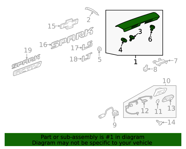 42647023 GM Primed Rear Closure Center Applique | GM Parts Store