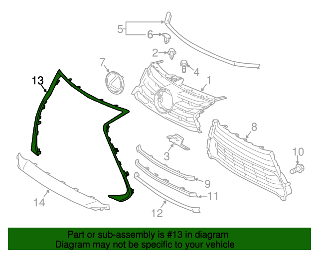 53121-53090 - Grille Molding 2018-2020 Lexus | AutoNationParts.com