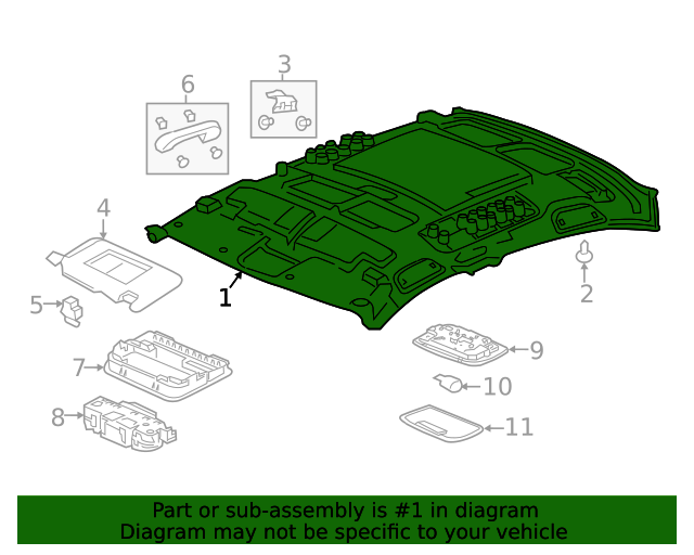 83200-TBA-A82ZA - Lining Assembly, Roof *NH882L* (Sunroof) (Platinum ...