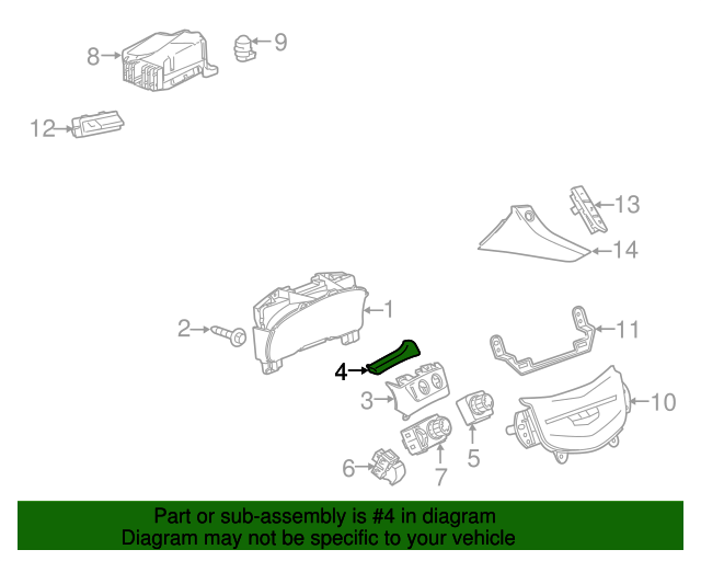 2015-2020 Cadillac Natural Elm Cluster Passenger Side Instrument Panel ...