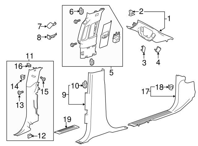2014-2020 GM Jet Black Front Passenger Side Door Sill Garnish Molding ...