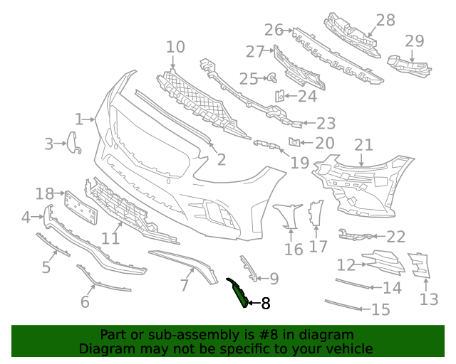 205-885-99-02 - Bumper Cover Spacer Panel 2019-2023 Mercedes-Benz C 43 ...