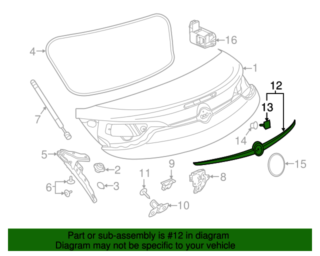 2016-2019 Buick Cascada Rear Closure Center Applique 39074035 ...