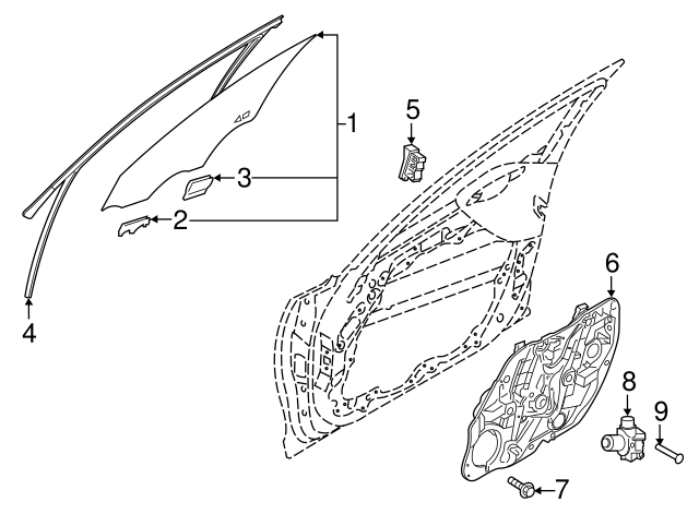 2018-2023 Kia Stinger Regulator Module - Passenger Side (RH) 82481 ...