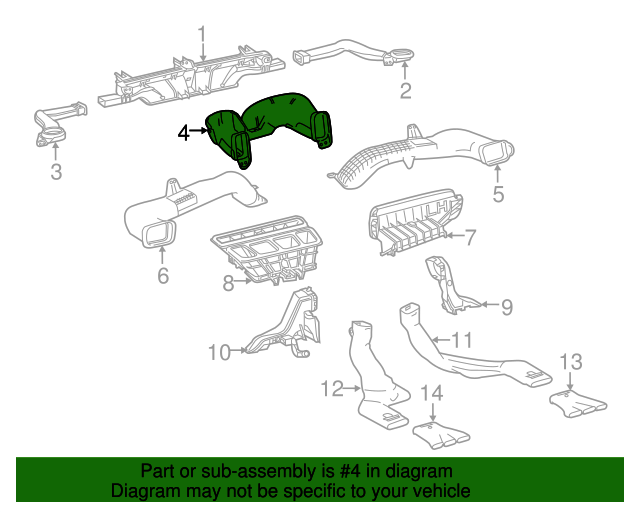 2014-2019 Toyota Highlander Outlet Duct 55837-0E110 | Toyota Parts