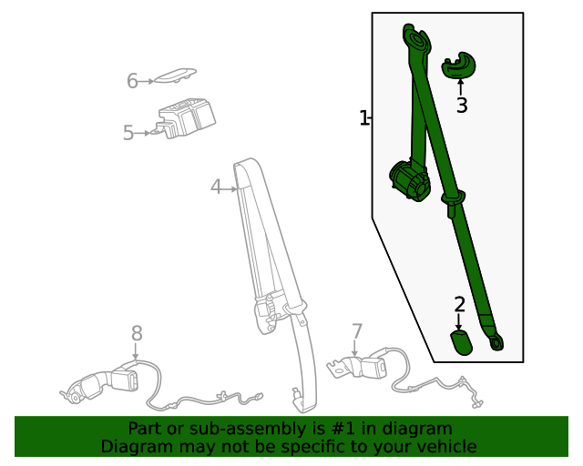 2021-2024 GM Seat Belt Lap And Shoulder Belt 84779939 GM ...