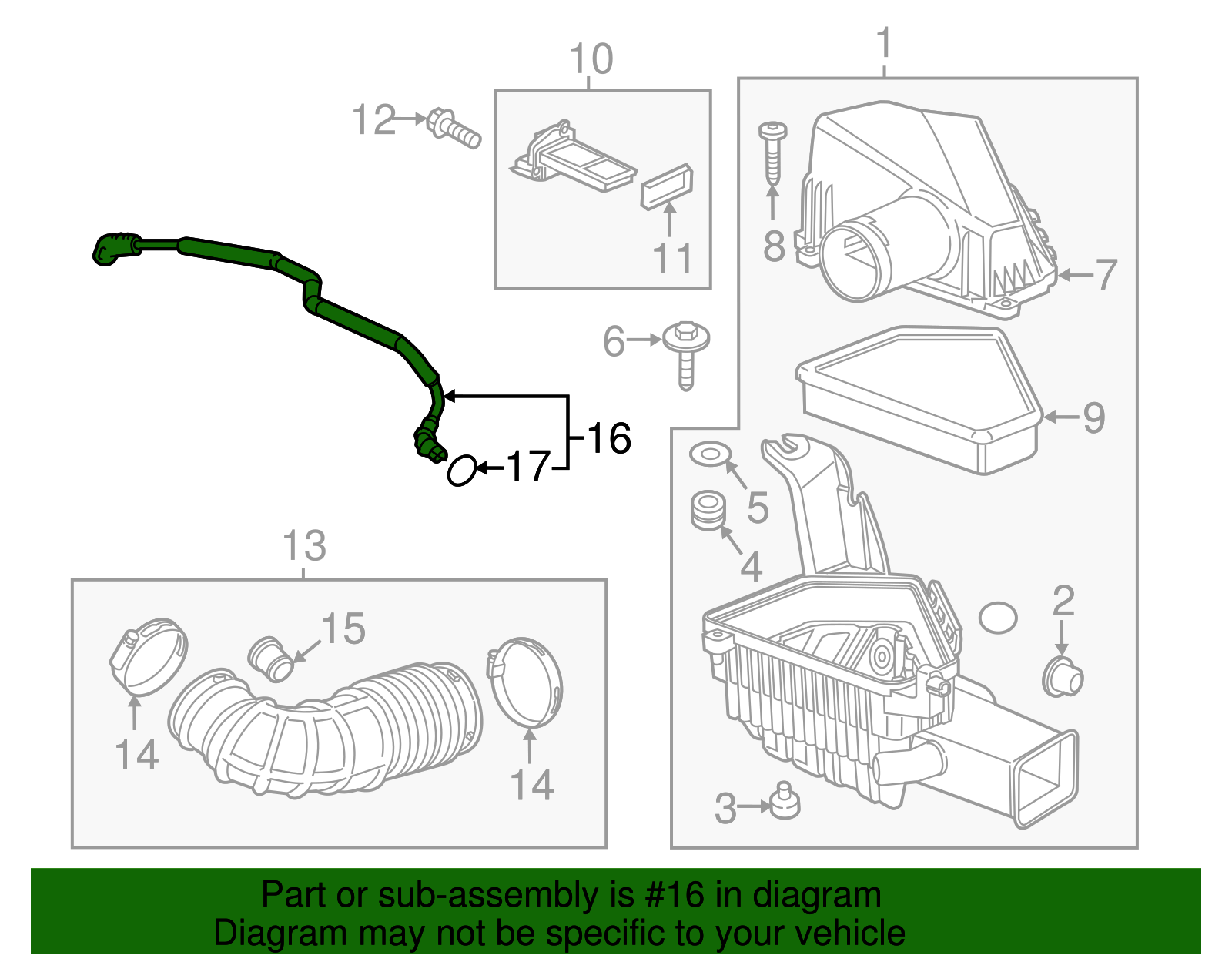 12620142 - Positive Crankcase Ventilation (PCV) Tube 2012-2014 Cadillac ...