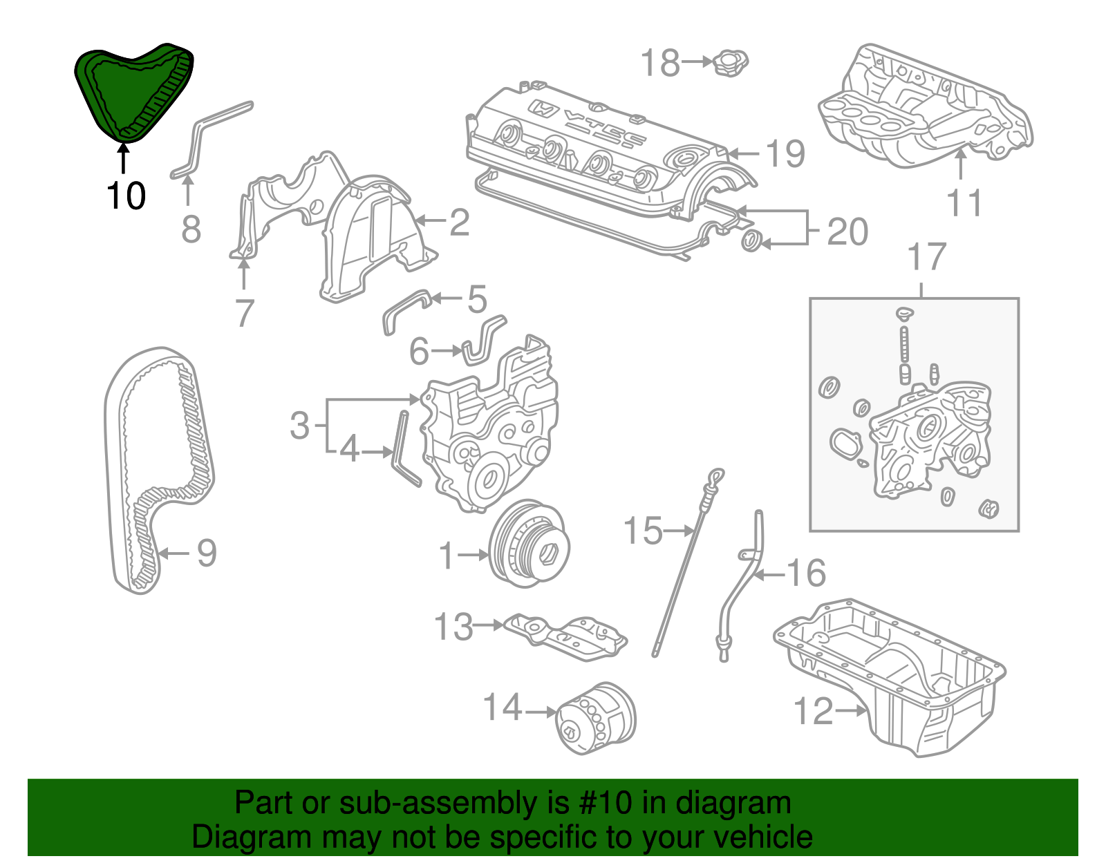 13405-PAA-A03 - 1998-2002 Honda - Belt Balancer Timing (70RU16 Gb-333 ...