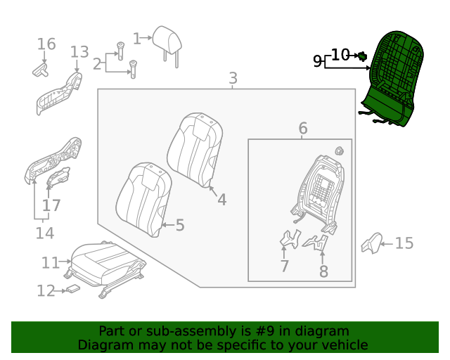 2022-2023 Kia Carnival Seat Back Panel 88490-R0010OFB | TascaParts.com