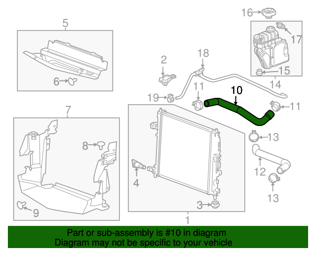 2013-2016 Cadillac Radiator Inlet Hose 22799468 GM | GMPartsDirect.com