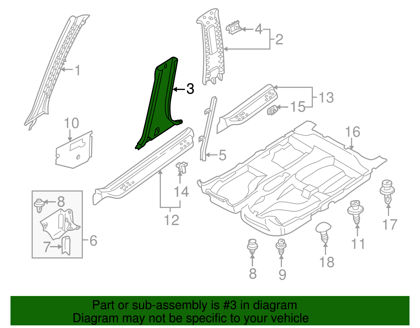 B30D-68-220-65 - 2001-2003 Mazda - Center Pillar Trim | Mazda Part Direct